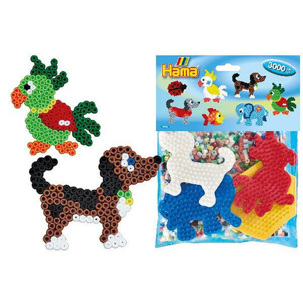 Hama Midi gruppepakning, 4 perleplader + 3000 perler - dyr - Lirum ...