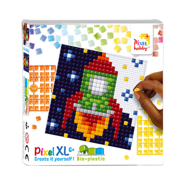 Pixel mosaic, XL mosaic perler, basissæt - Måneraket - Lirum Larum Leg