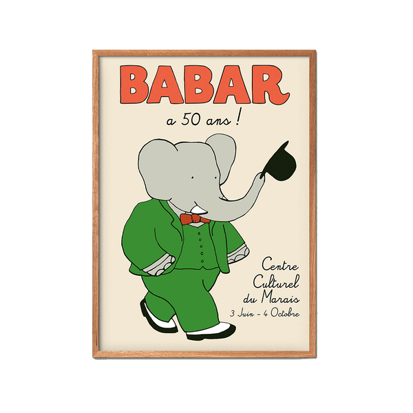 Babar a 50 ans plakat, Jan de Brunhoff - flere størrelser - Lirum Larum Leg
