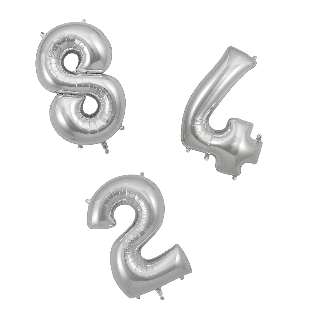My Little Day, Gigantisk folieballon som tal, Sølv - 0-9 – Lirum Larum Leg