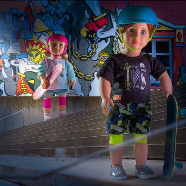 Our Generation dukke, Theodore m/ skateboard - 46 cm - Lirum Larum Leg